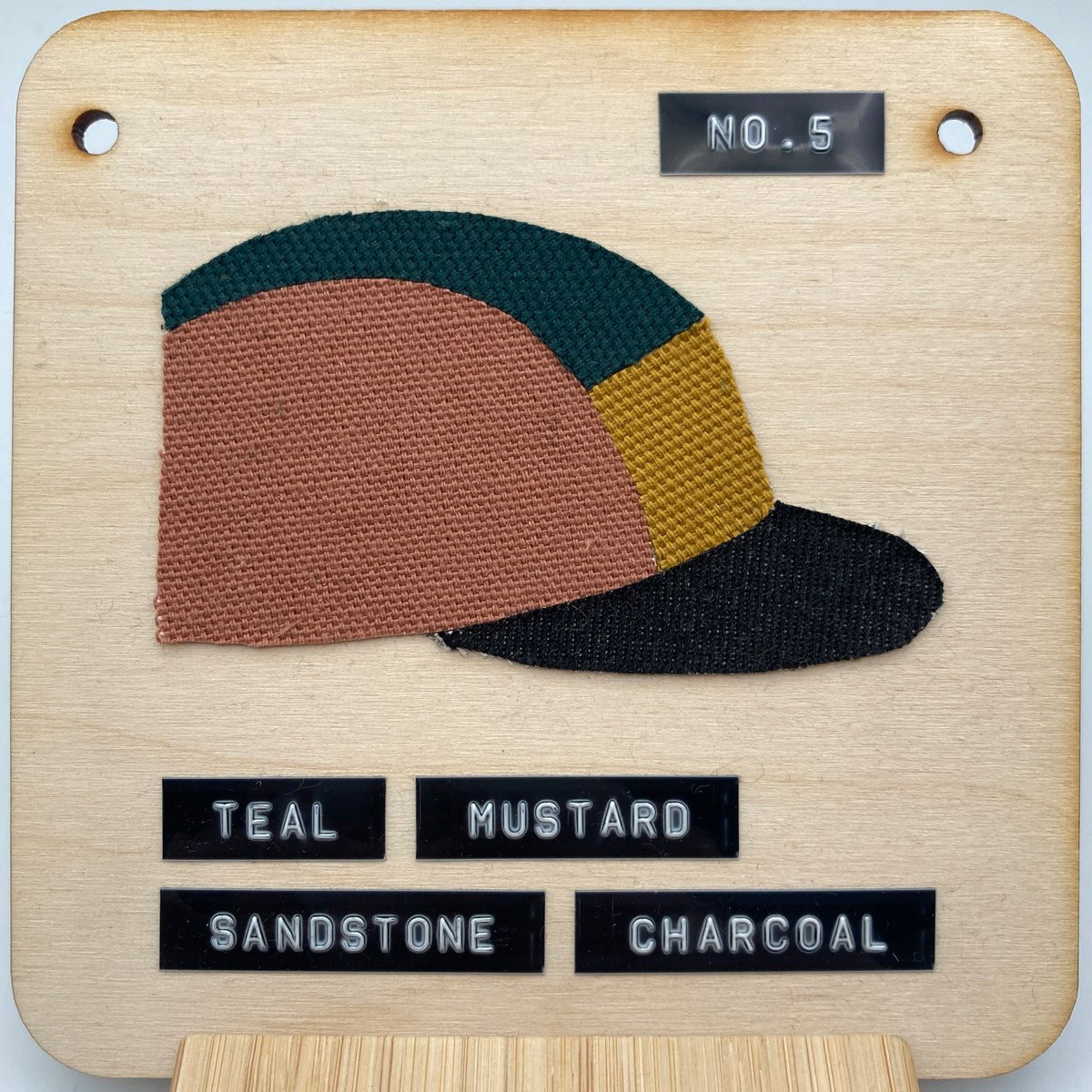 No.5: Teal, Sandstone & Mustard Panel Cap – thecapalog